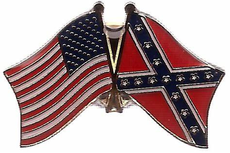 American and confederate flag side by side lapel pin