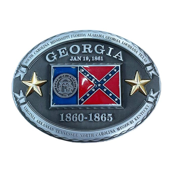 Georgia confederate flag belt buckle