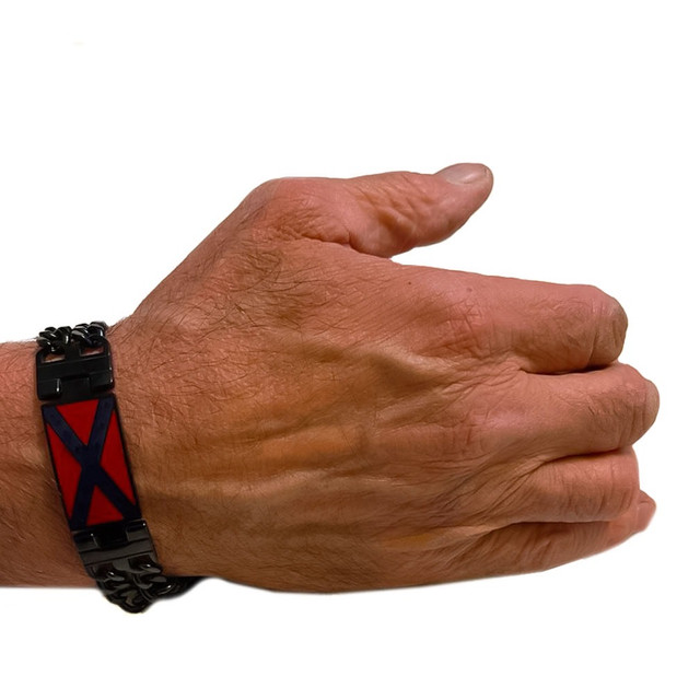 Confederate Flag Stainless Steel Double Chain Bracelet