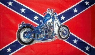 3x5 Confederate Flag with Motorcycle