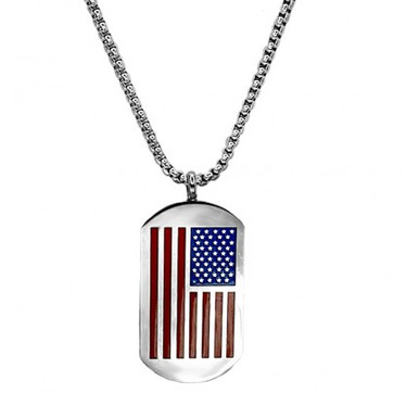 Stainless Steel American Flag Necklace