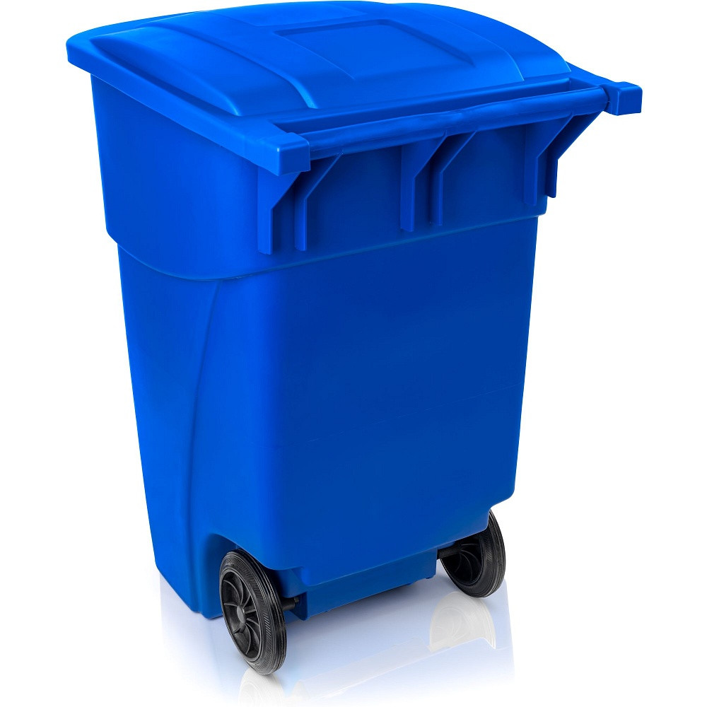 Janico 1043BL Roll-Out Waste Container, 50 gal., Blue, w/Lid Square ...