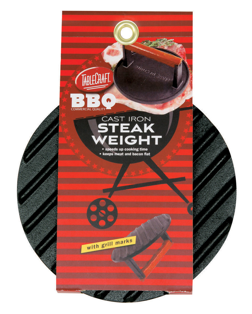 Tablecraft BBQ3015 Steak Weight, Round, Cast Iron - Win Depot