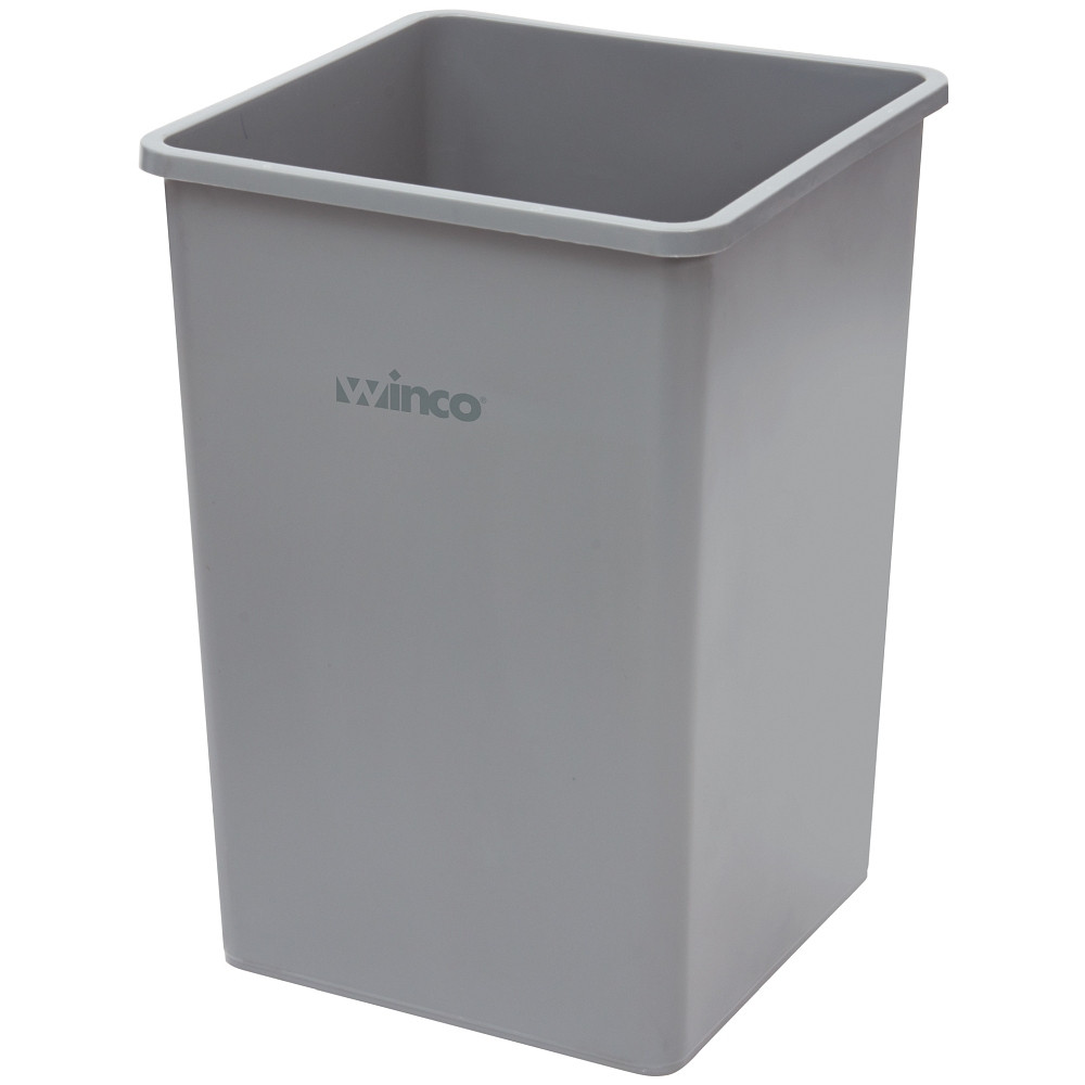 Winco PTCS-35G Trash Can, 35 gallon, Square, Tall, Gray - Win Depot