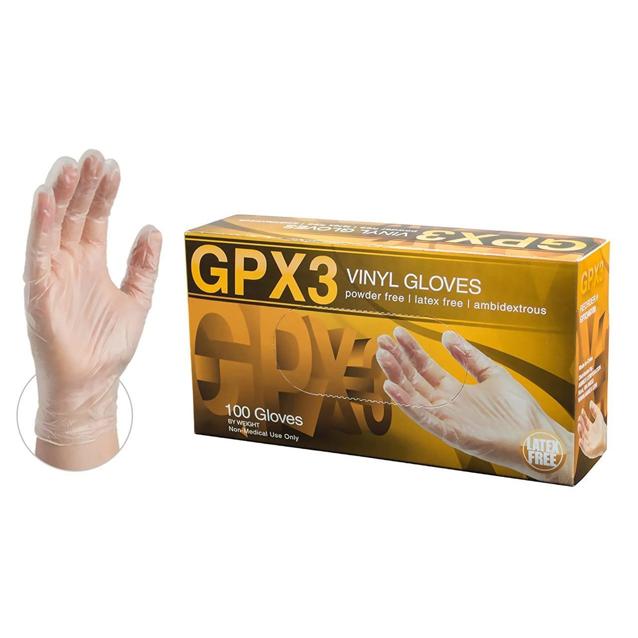 AMMEX GPX344100 Vinyl Gloves Powder Free Medium 100 Box Win Depot