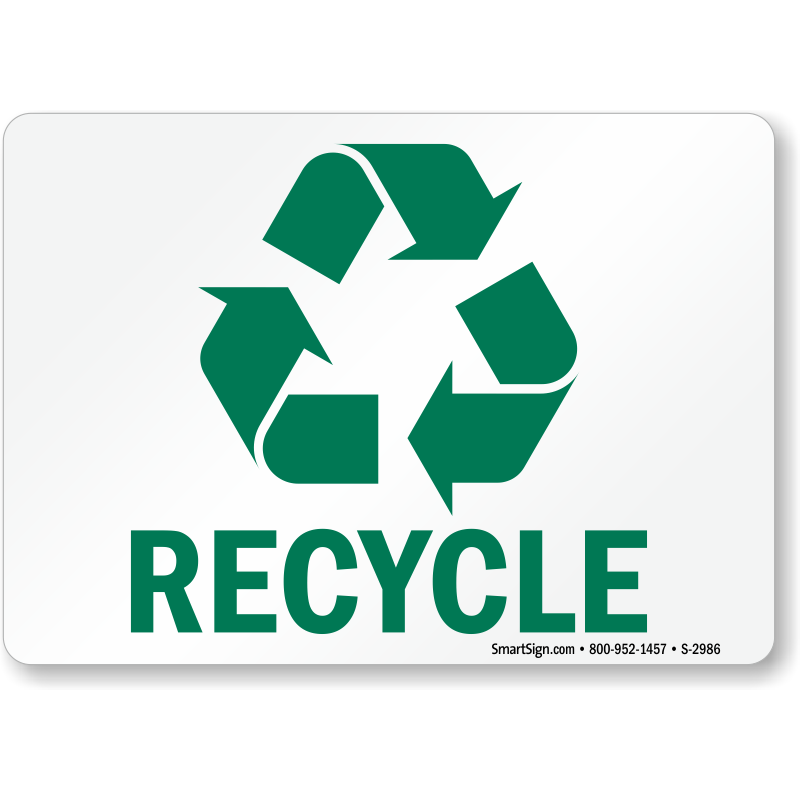 MYSAFETY S-2986 5" x 7" Recycling Signs Label with Graphic - Win Depot