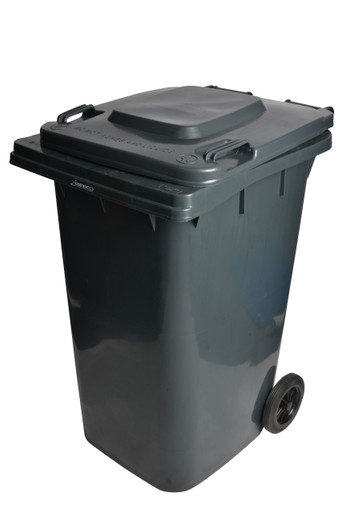 Janico 1038GY Roll-Out Waste Container, 32 gal., Gray, w/Lid Square ...