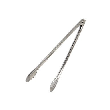 Browne 57536 7" Stainless Steel Tong, Scalloped Edges - Win Depot
