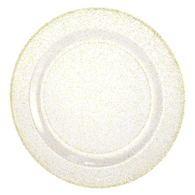 King Zak 33610 Glitter Plastic Plate, 10-1/4", Gold (10/Pack) - Win Depot