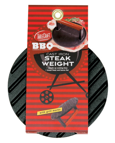 Tablecraft BBQ3015 Steak Weight, Round, Cast Iron - Win Depot