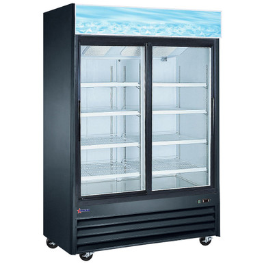 Omcan RE-CN-0045-HC-BK 53" 2-Door Sliding Glass Door Refrigerator, 45 ...