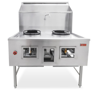 Omcan CE-CN-W2LO-NG Two Chambers Wok Range, 2 x 13" Rings, Faucet - Win ...