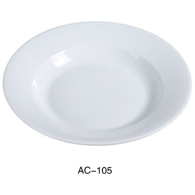 Yanco AC-105 ABCO Pasta Bowl, 10-1/2" dia., 18 oz., Super White (12 ...