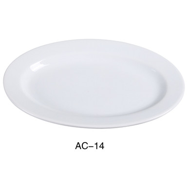 Yanco AC-14 ABCO Porcelain Platter, 13" x 8.5", Oval, Super White (12 ...