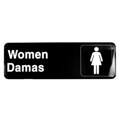 Tablecraft 394567 Women/Damas Restroom Sign, English/Spanish - Win Depot