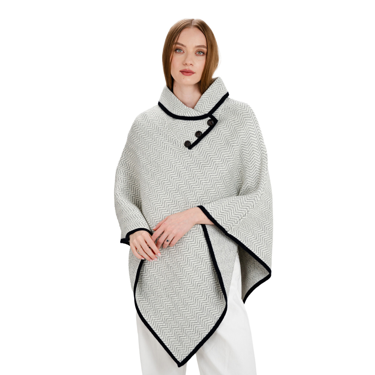 Ladies Herringbone Cape | SAOL | SaolKnitwear.com