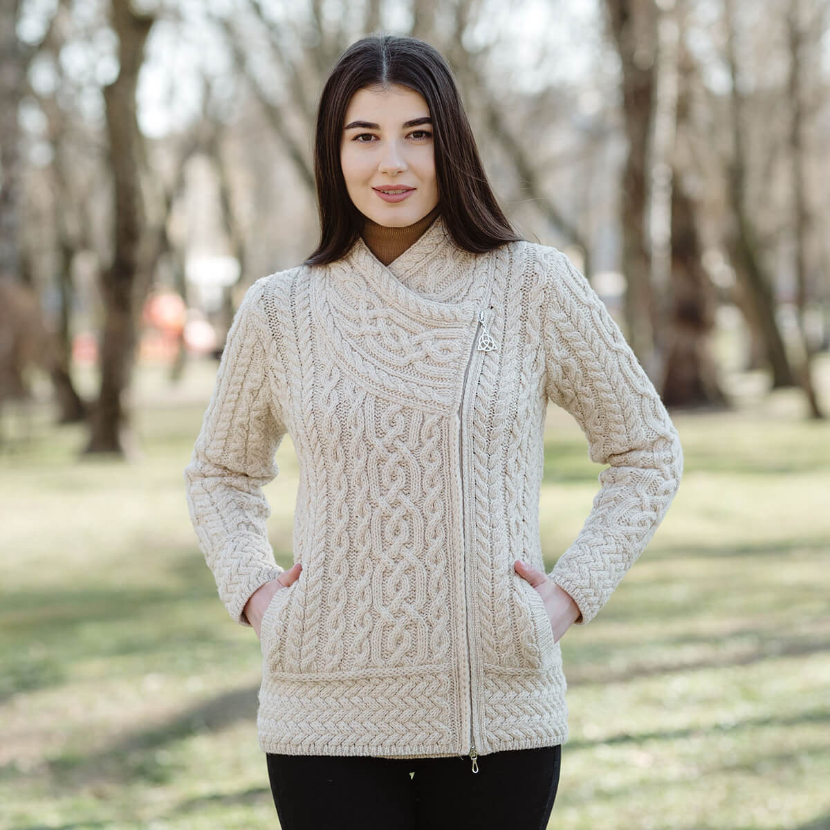 Cable Knit Side Zip Cardigan | SAOL | SaolKnitwear.com
