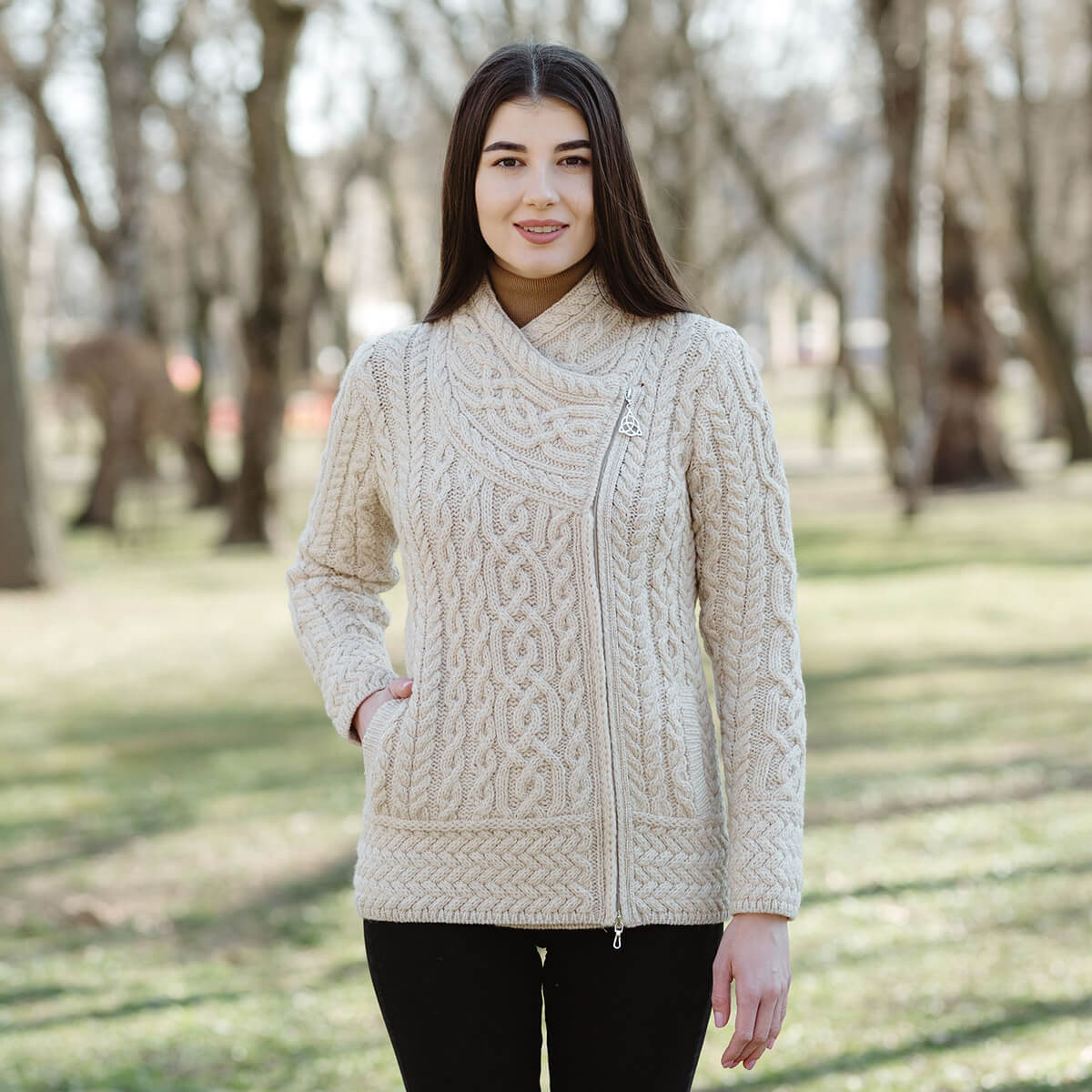 Cable Knit Side Zip Cardigan | SAOL | SaolKnitwear.com
