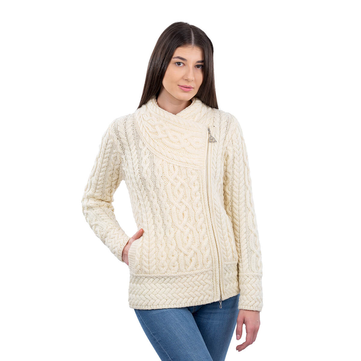 Cable Knit Side Zip Cardigan | SAOL | SaolKnitwear.com