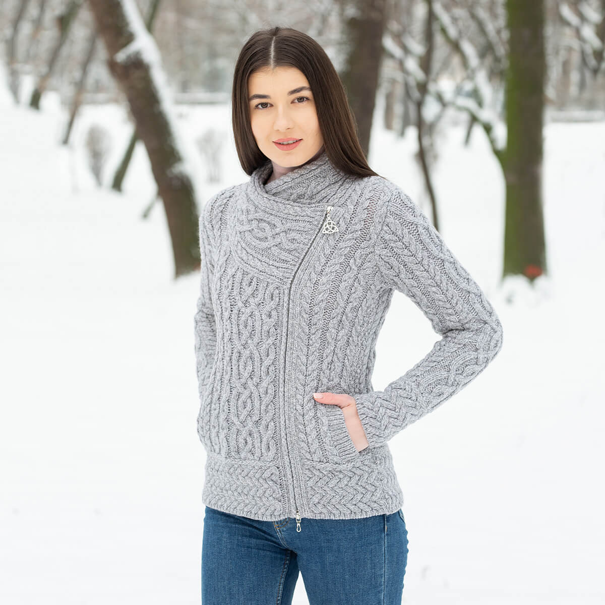 Cable Knit Side Zip Cardigan | SAOL | SaolKnitwear.com