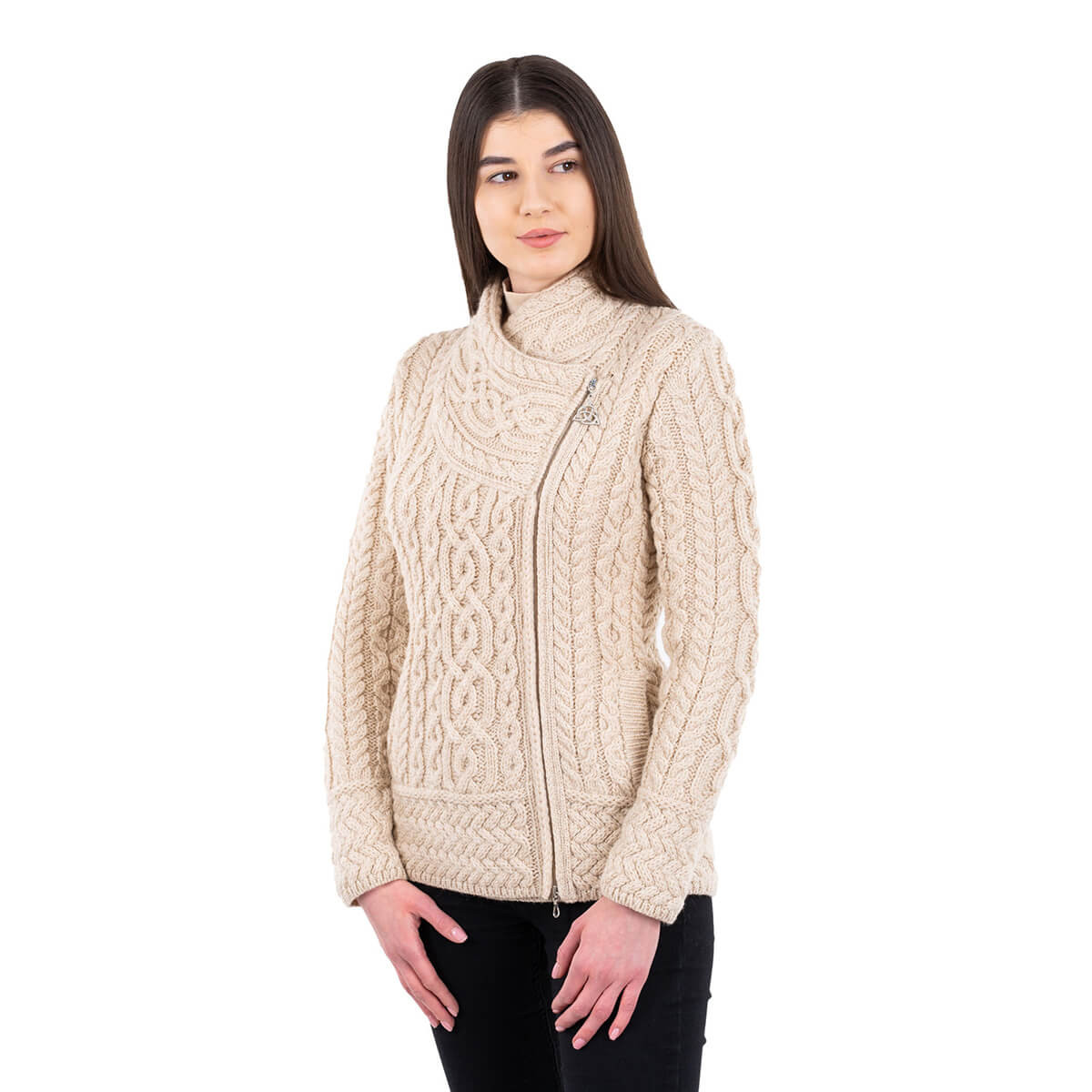 Cable Knit Side Zip Cardigan | SAOL | SaolKnitwear.com