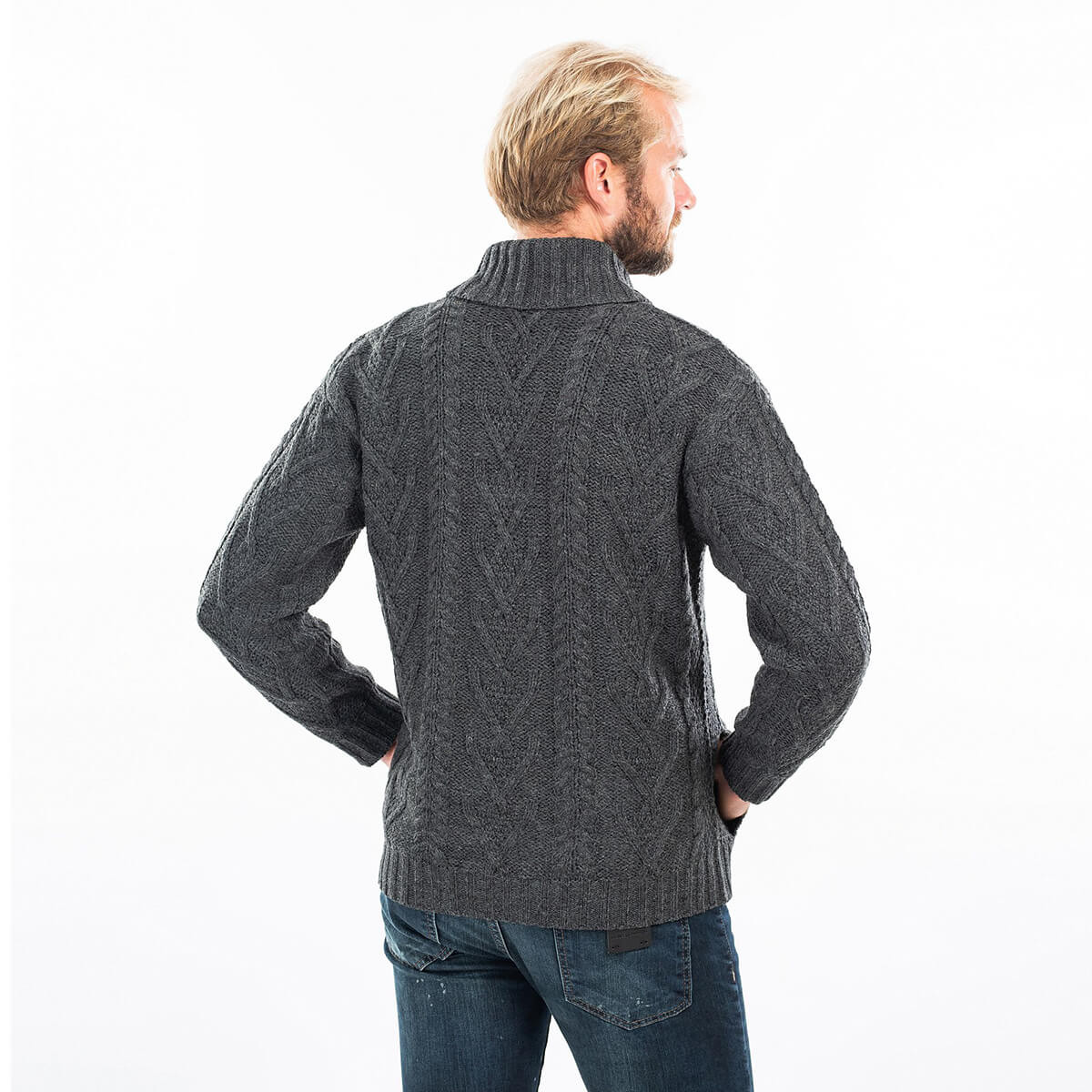 Mens Shawl Collar Single Button Sweater | SAOL | SaolKnitwear.com