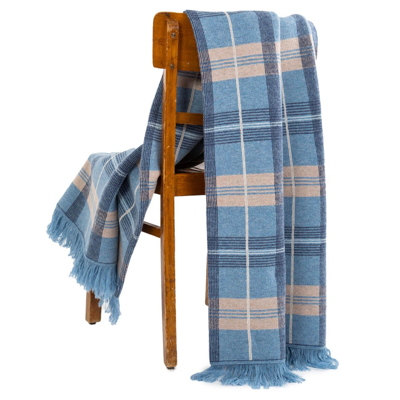 Oxford Blue Pure New Merino Wool Throw | SAOL Knitwear