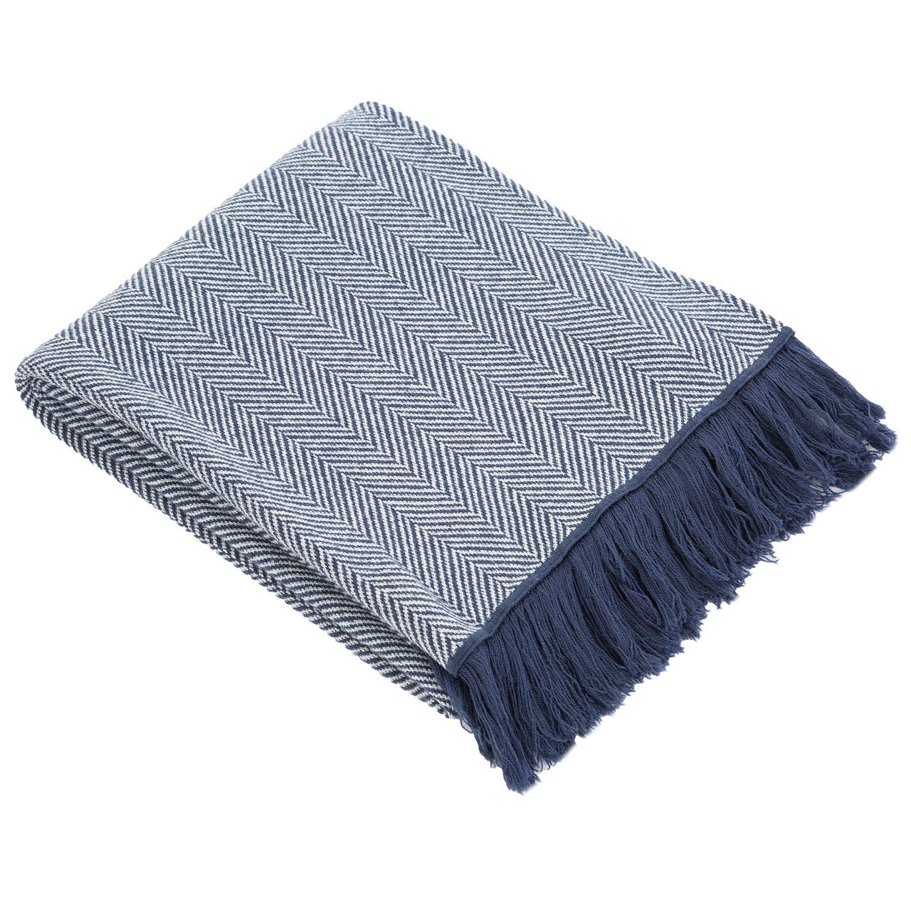 Oxford Blue Herringbone Throw | SAOL Knitwear
