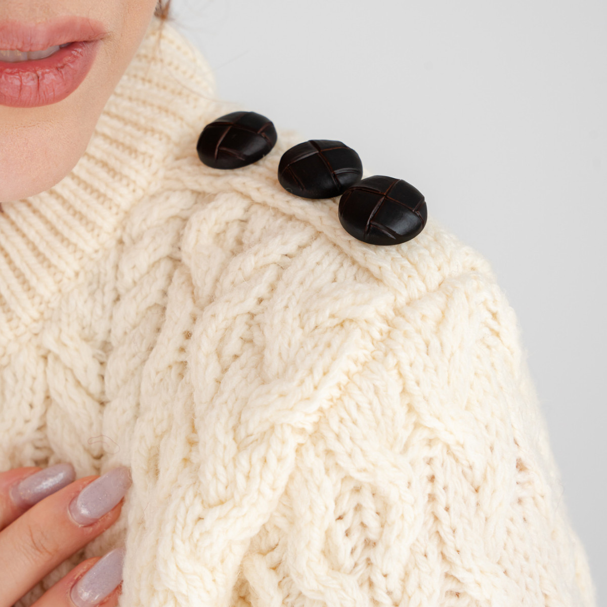 Ladies Side Button Sweater | SAOL Knitwear