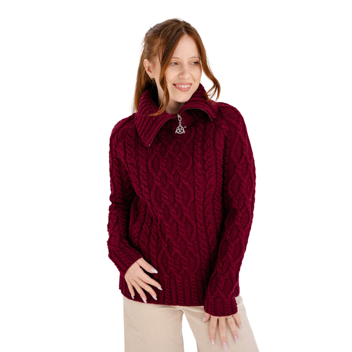Ladies Zipper Neck Sweater | SAOL Knitwear