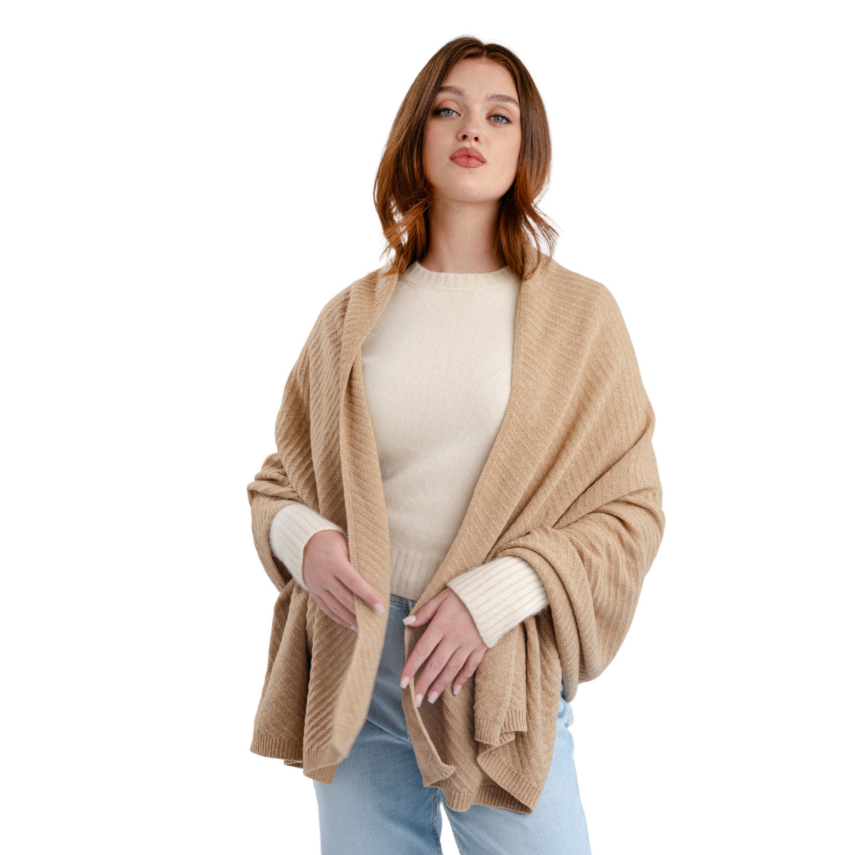 Cable Knit Ladies Shawl
