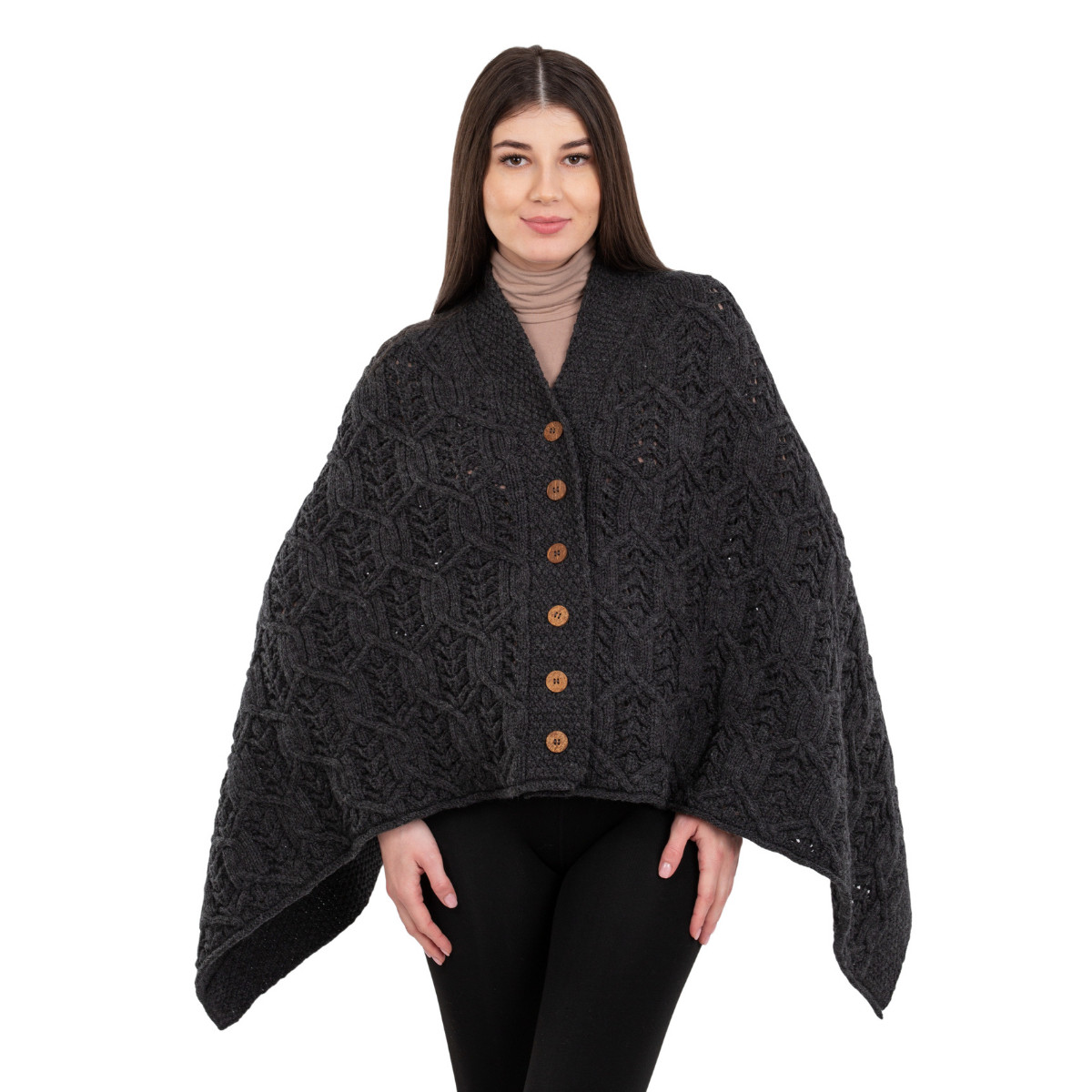 Merino Wool Ladie's Poncho with buttons