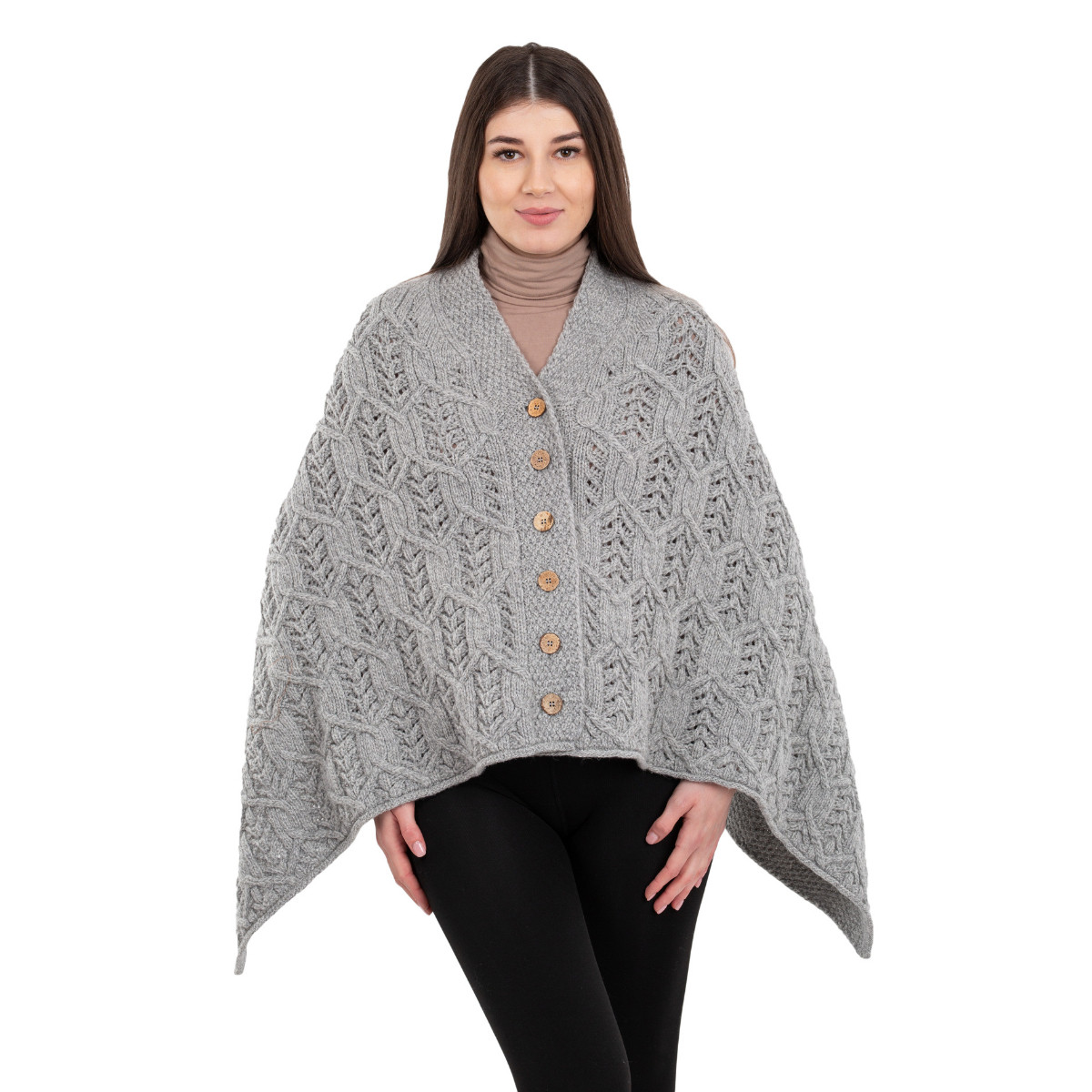 Merino Wool Ladie's Poncho with buttons