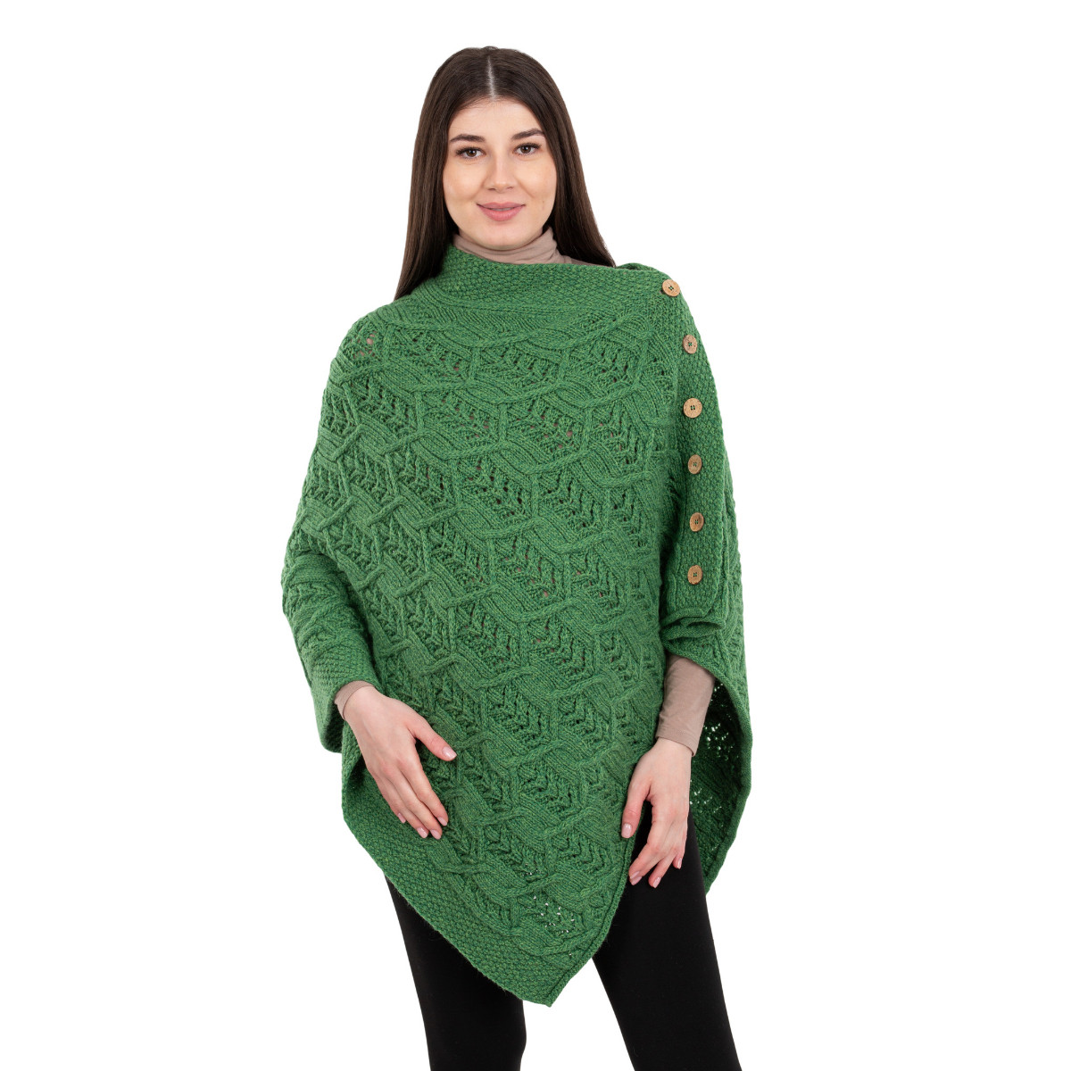 Merino Wool Ladie's Poncho with buttons