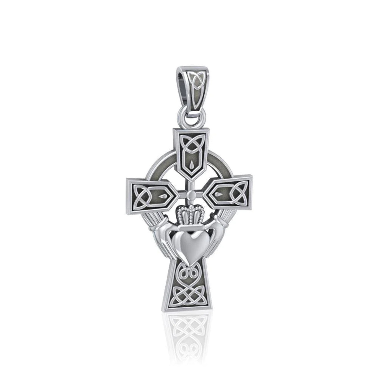Sublime Silver Irish Claddagh Cross Pendant | Dublin Gift Company