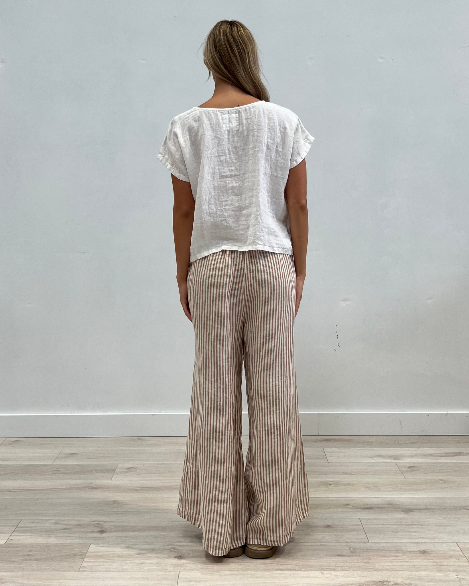 Noemi Wide Legged Pants Rust Stripes - Linens Unlimited