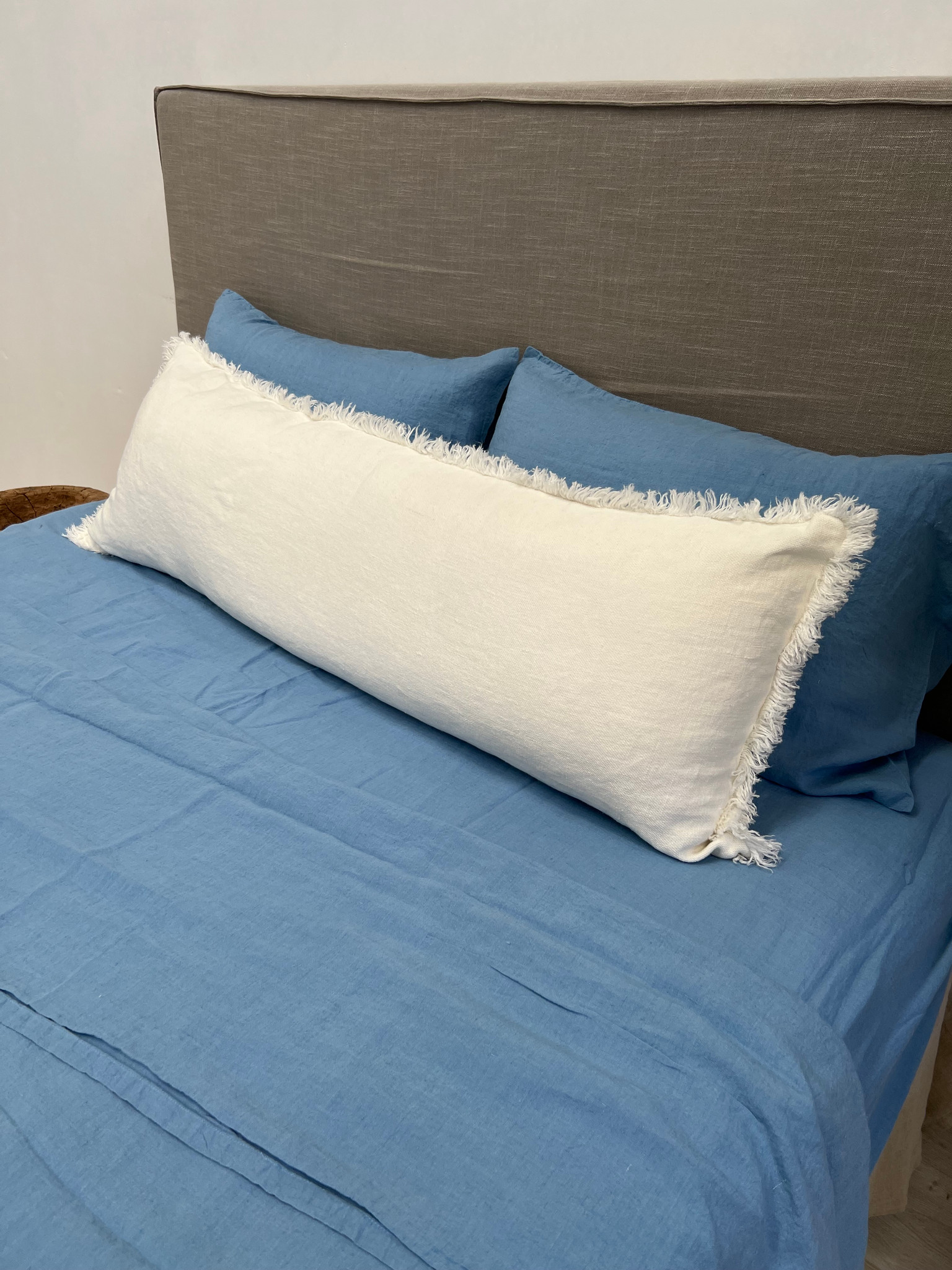 Briar Cushion Cover with Fringe White 40 x 120 cm - Linens Unlimited