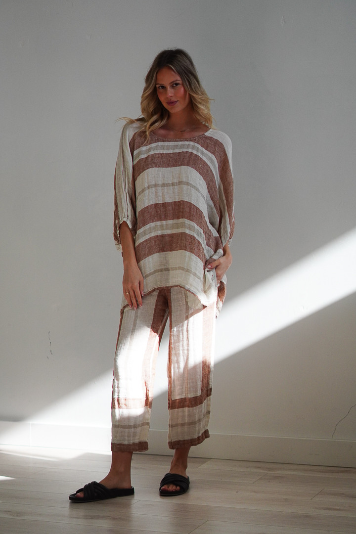 Tami Pants Rust Stripey XS ONLY - Linens Unlimited