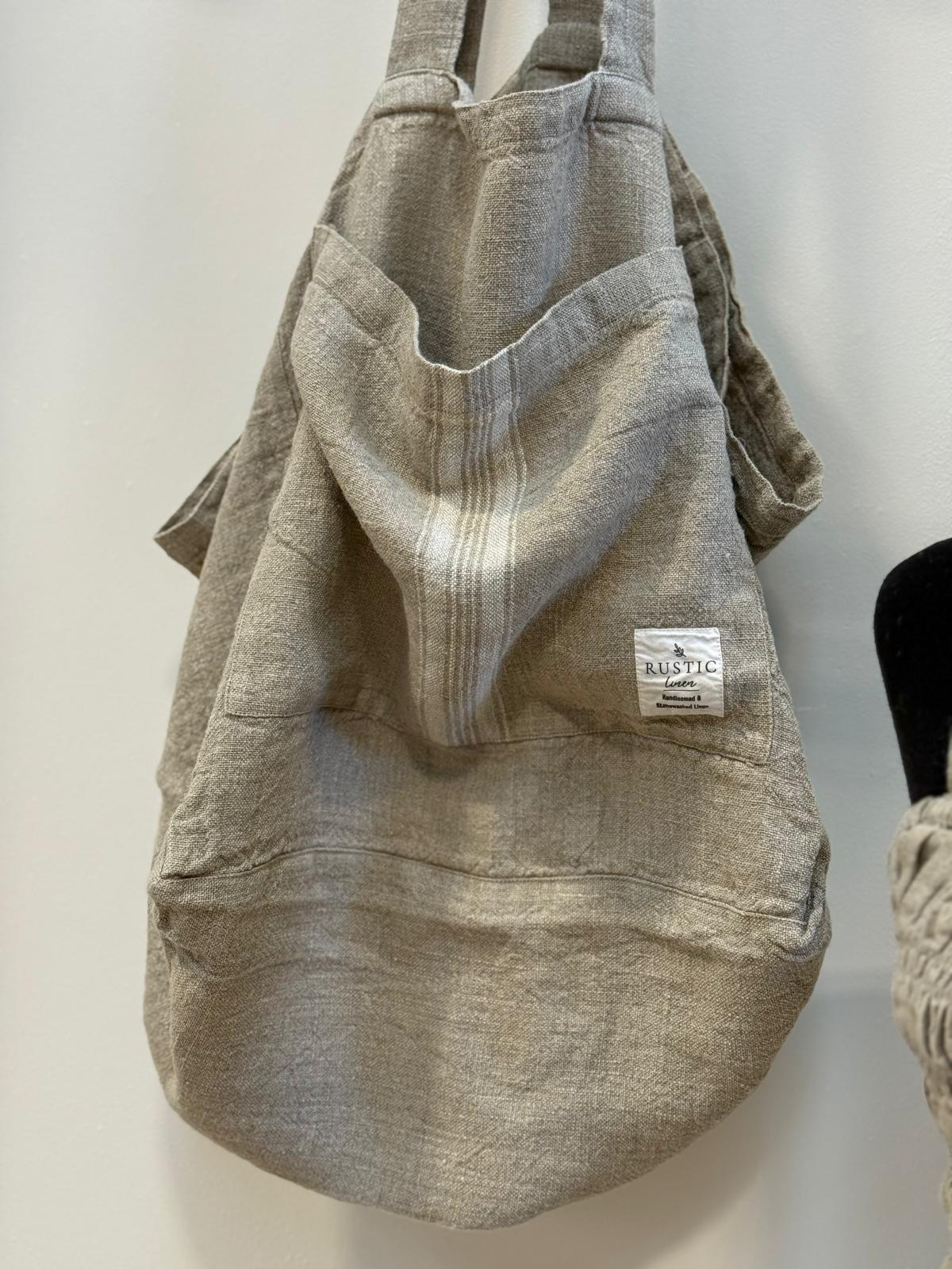 Puro Lino Tote Bag White Stripes - Linens Unlimited
