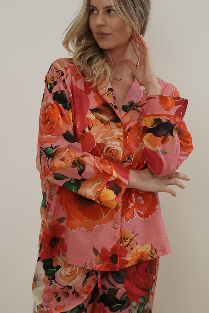 Tuscan Rose Pink Long PJ Set - Linens Unlimited