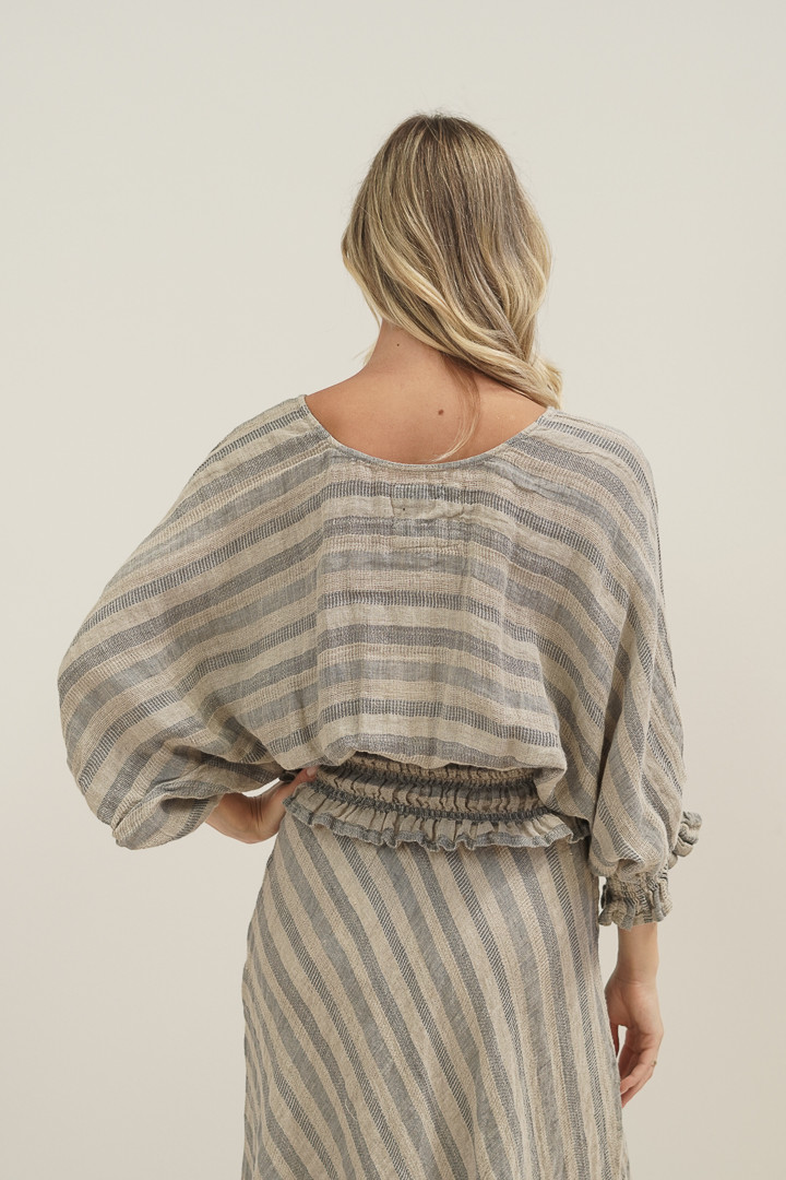 Serena Shirred Hem Top Earth Weave - Linens Unlimited