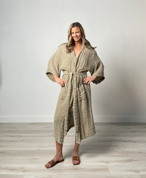 Audrey Heavy Mesh Robe - Natural - Linens Unlimited