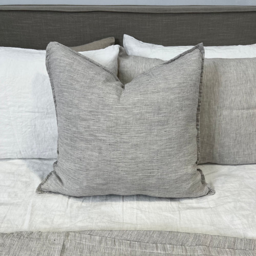 Grey Pinstripe Cushion Cover With Flange - Linens Unlimited