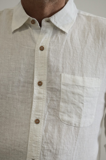 Mark Short Sleeve Linen Shirt White - Linens Unlimited