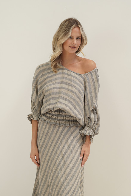 Serena Shirred Hem Top Earth Weave - Linens Unlimited