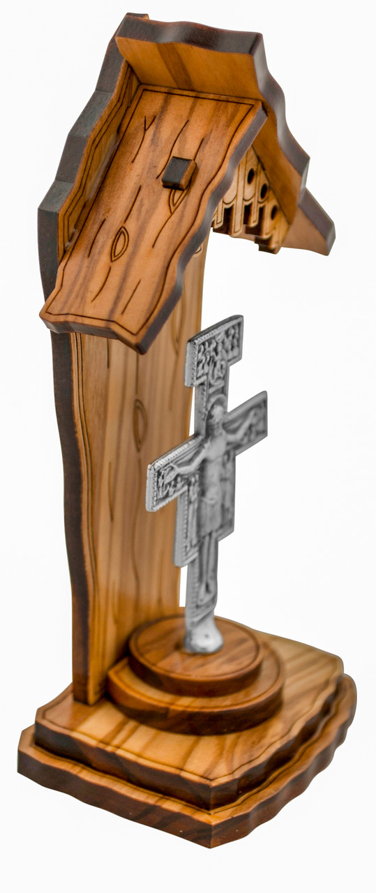 4" Olive Wood Catholic Devotional Shrine (San Damiano Cross) - Trinity ...