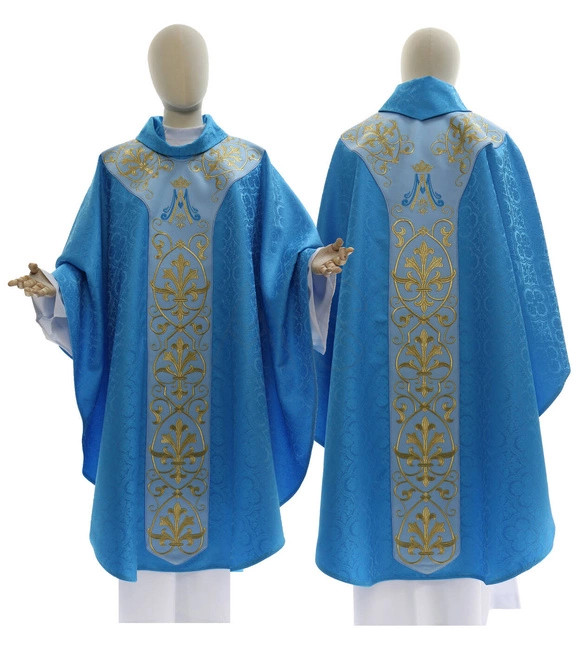 Blue Marian Chasuble Gothic Vestments Liturgical Apparel Elegant Church ...