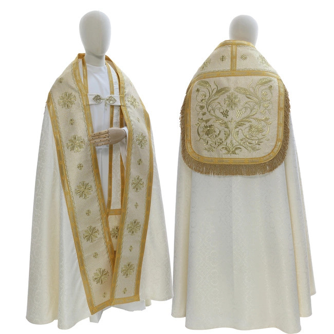 Embroidered Cross Robe Catholic Clergy Robe - White Embroidery Vestment ...