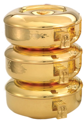 Celestial Radiance Hammered texture 24k gold-plated Stacking ciborium ...
