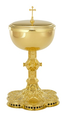24K Gold-Plated Ciborium Sanctuary Ciborium Eucharistic Host Vessel ...